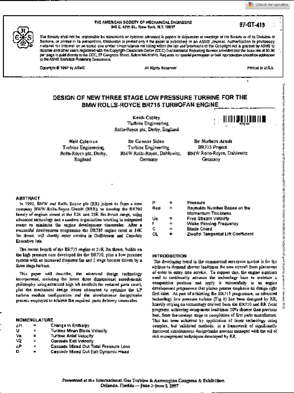 (PDF) Design of New Three Stage Low Pressure Turbine for the BMW Rolls ...