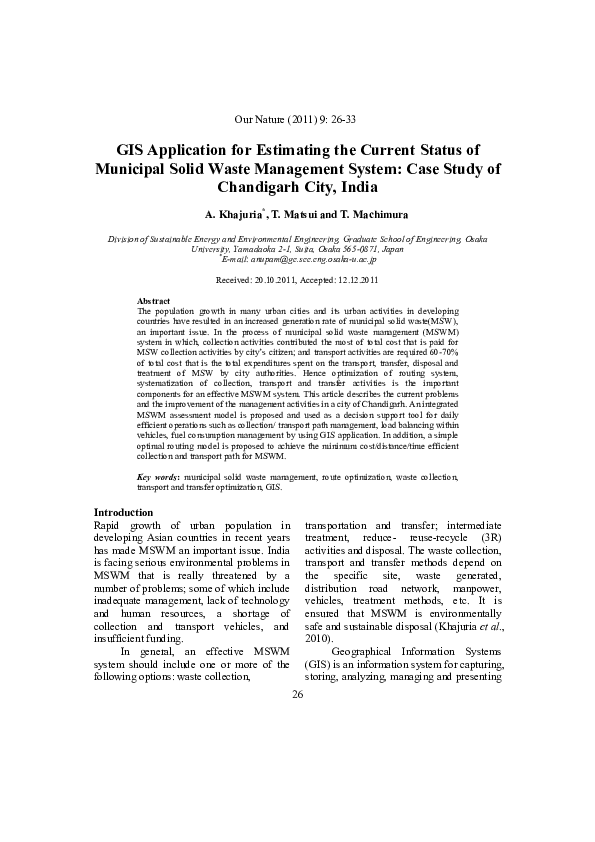 (PDF) GIS Application for Estimating the Current Status of Municipal ...