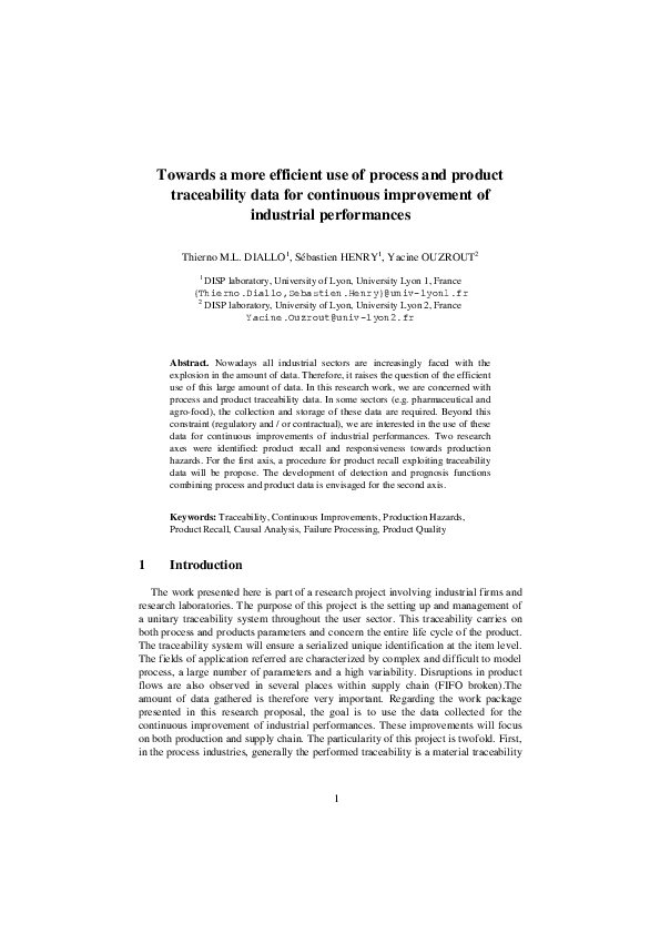 (PDF) Optimizing Traceability Data for Industrial Growth