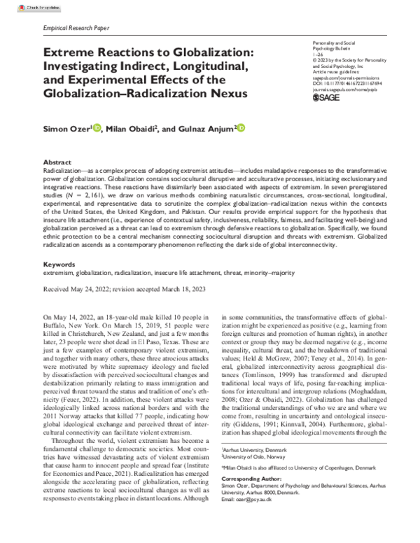(PDF) Extreme Reactions to Globalization