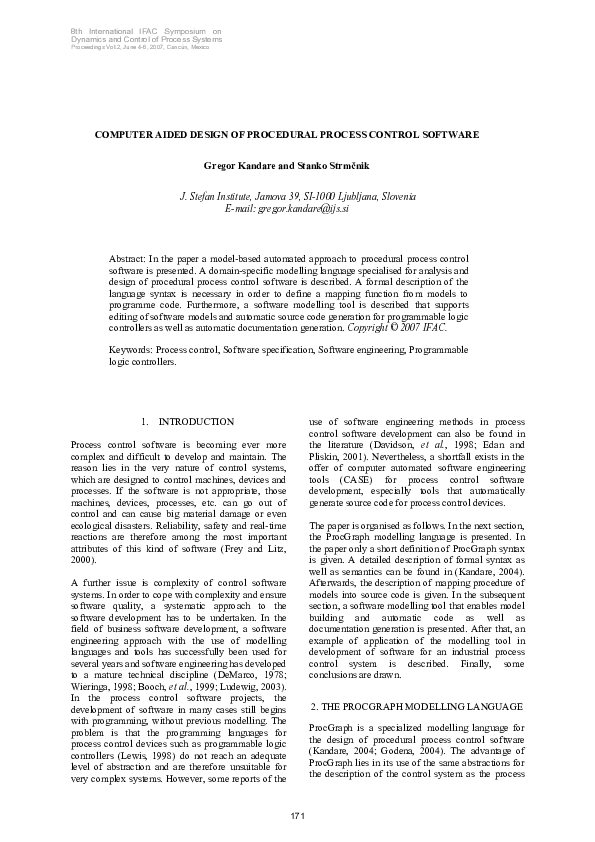 (PDF) Computer aided design of procedural process control software