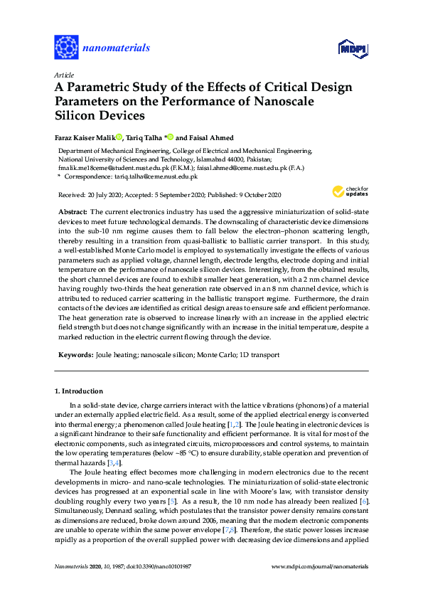 (PDF) A Parametric Study of the Effects of Critical Design Parameters ...