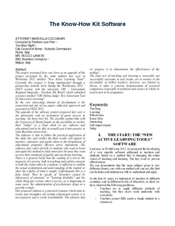 (PDF) The Know-How Kit Software