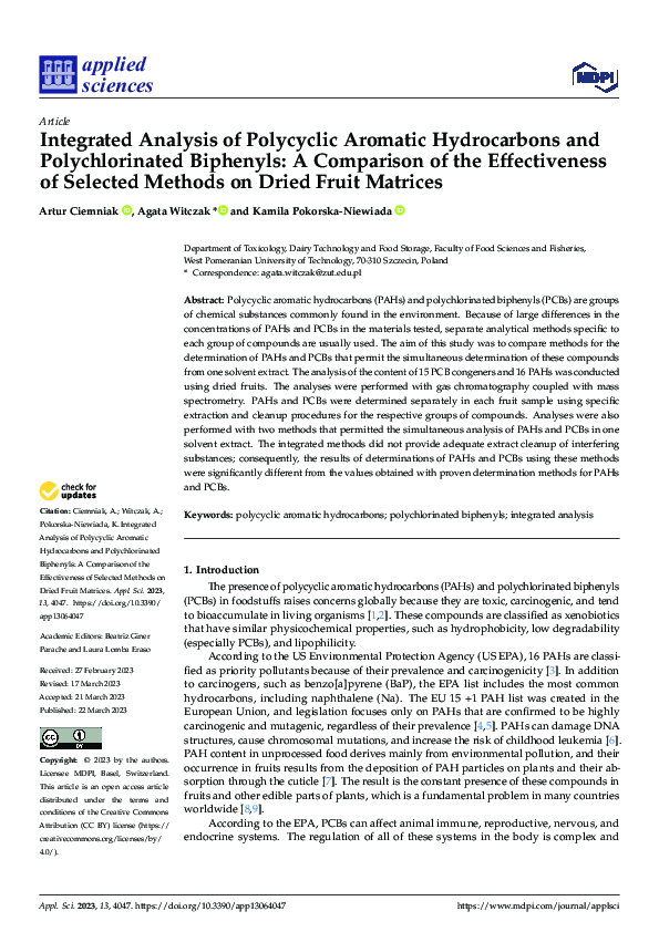 (PDF) Integrated Analysis of Polycyclic Aromatic Hydrocarbons and Polychlorinated Biphenyls: A ...