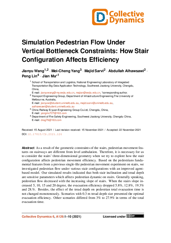 (PDF) Simulation Pedestrian Flow Under Vertical Bottleneck Constraints: How Stair Configuration ...