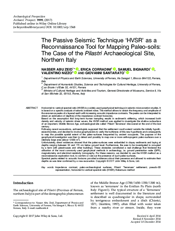 (PDF) The Passive Seismic Technique ‘HVSR’ as a Reconnaissance Tool for ...