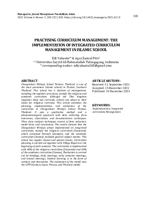 (PDF) Practising Curriculum Management: The Implementation of Integrated Curriculum Management ...