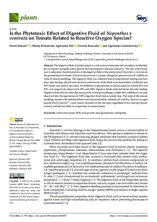 (PDF) Is the Phytotoxic Effect of Digestive Fluid of Nepenthes x ...
