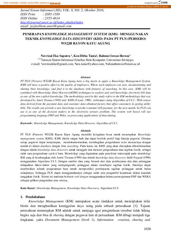 (PDF) Penerapan Knowledge Management System (KMS) Menggunakan Teknik ...