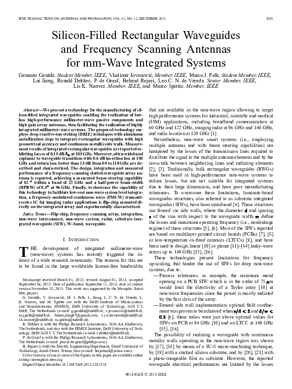 (PDF) Silicon-Filled Rectangular Waveguides and Frequency Scanning Antennas for mm-Wave ...