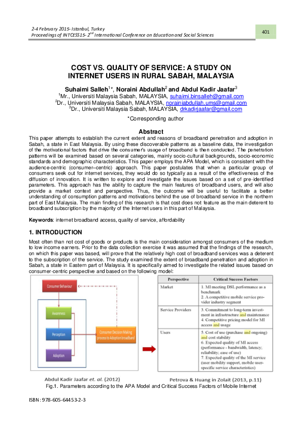 (PDF) Cost vs. Quality of Service: A Study on Internet Users in Rural ...