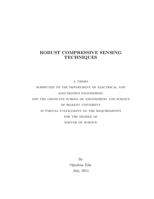 (PDF) Robust Compressive Sensing Techniques