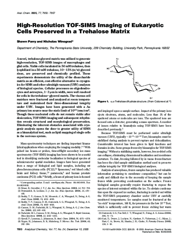 (PDF) High-Resolution TOF-SIMS Imaging of Eukaryotic Cells Preserved in ...