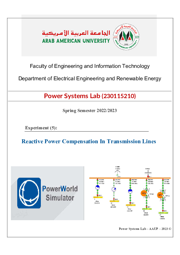 (PDF) Experiment: Reactive Power Compensation In Transmission Lines