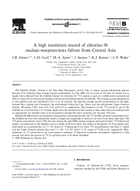 (PDF) A high resolution record of chlorine-36 nuclear-weapons-tests ...