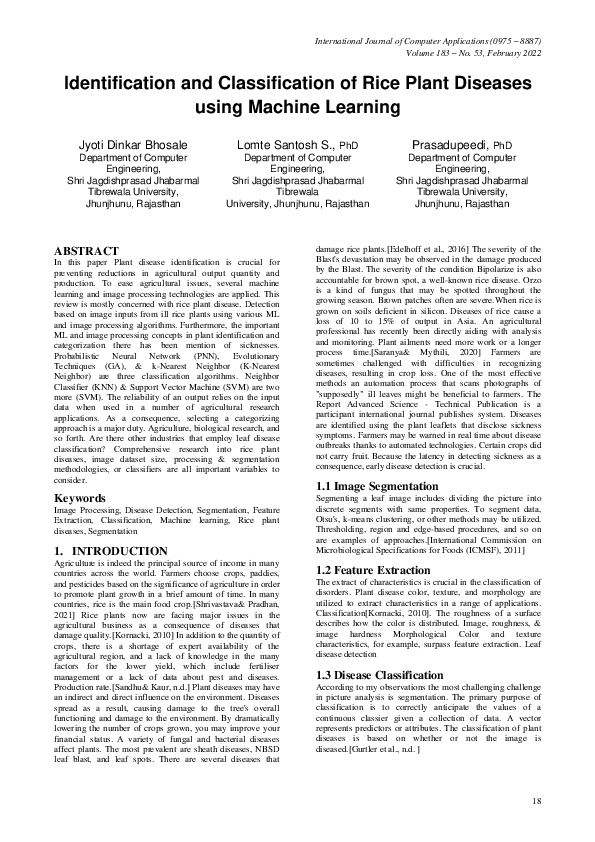 (PDF) Identification and Classification of Rice Plant Diseases using ...