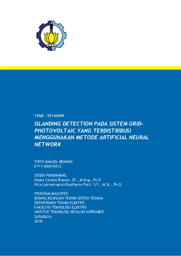 (PDF) Islanding Detection Pada Sistem Grid-Photovoltaic Yang Terdistribusi Menggunakan Metode ...