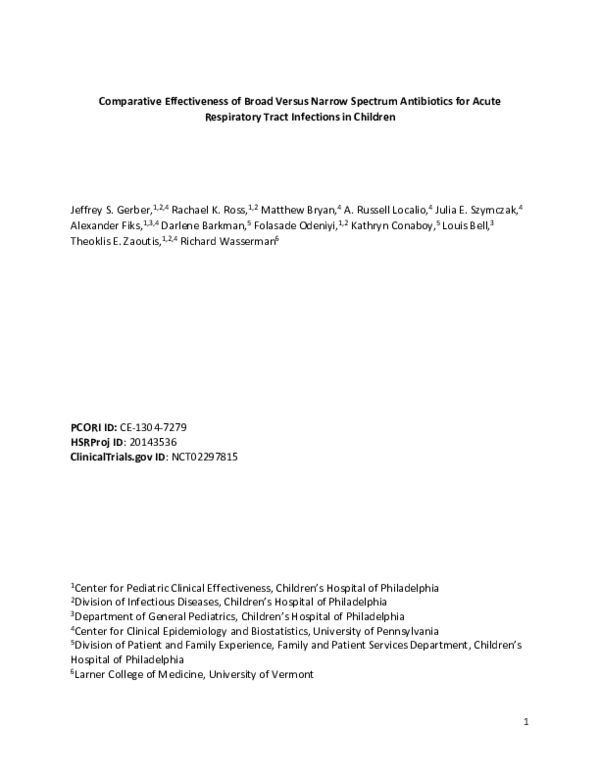 (PDF) Comparative Effectiveness of Broad vs. Narrow Spectrum ...