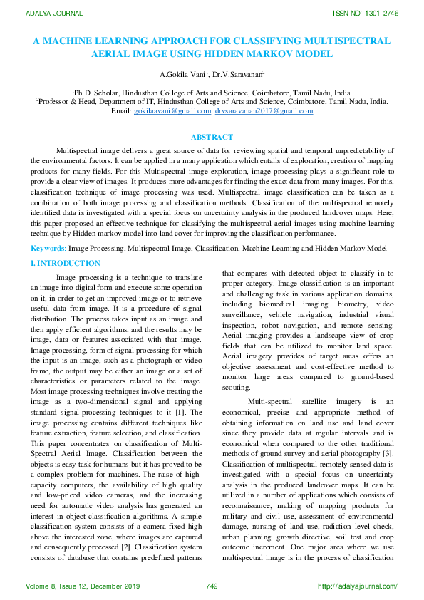 (PDF) A Machine Learning Approach for Classifying Multispectral Aerial Image Using Hidden Markov ...
