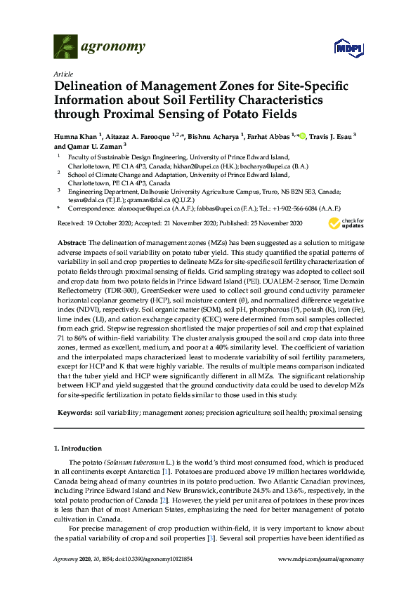 (PDF) Delineation of Management Zones for Site Specific Fertilization ...