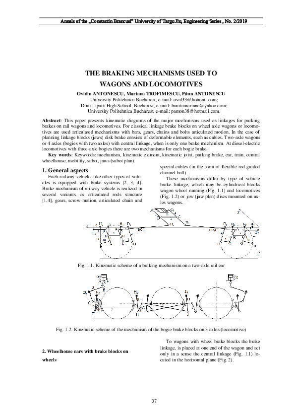 (PDF) The Braking Mechanisms Used to Wagons and Locomotives