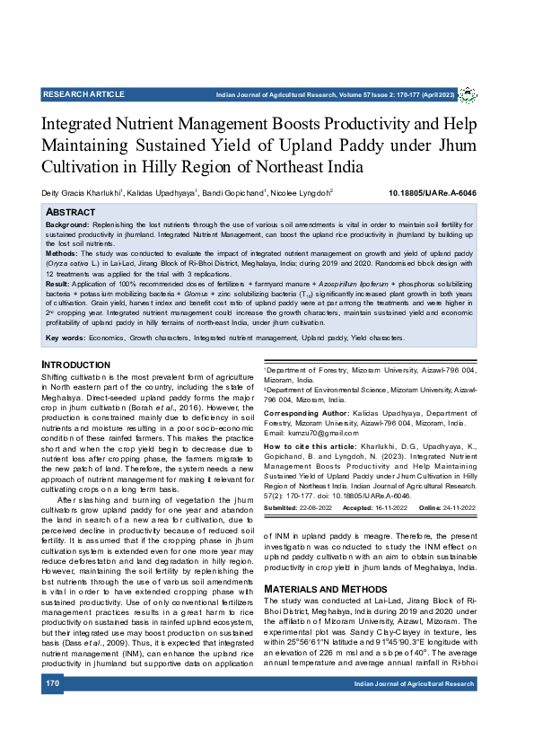 (PDF) Integrated Nutrient Management Boosts Productivity and Help ...