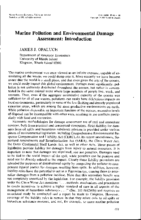 (PDF) Marine Pollution and Environmental Damage Assessment: Introduction