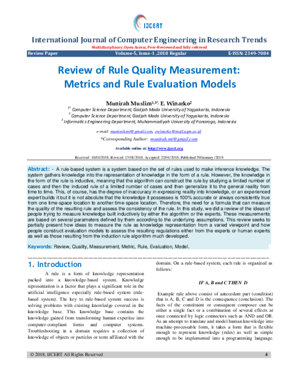 (PDF) Review of Rule Quality Measurement: Metrics and Rule Evaluation ...