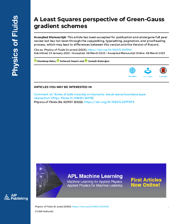 (PDF) A least squares perspective of Green–Gauss gradient schemes