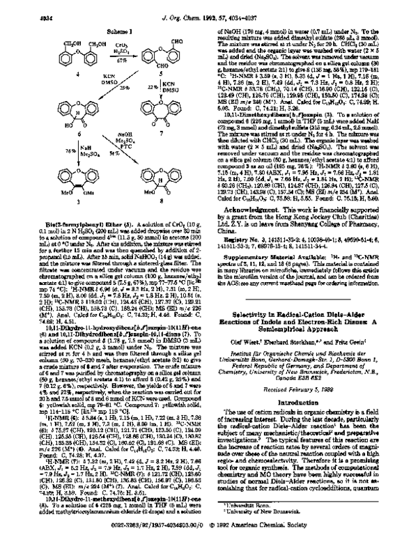(PDF) Selectivity in radical cation Diels-Alder reactions of indole and ...