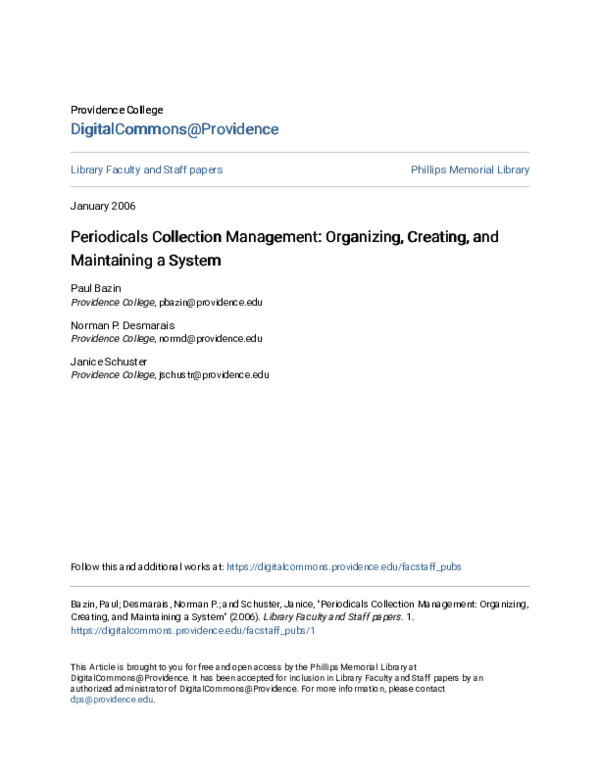 (PDF) Periodicals collection management