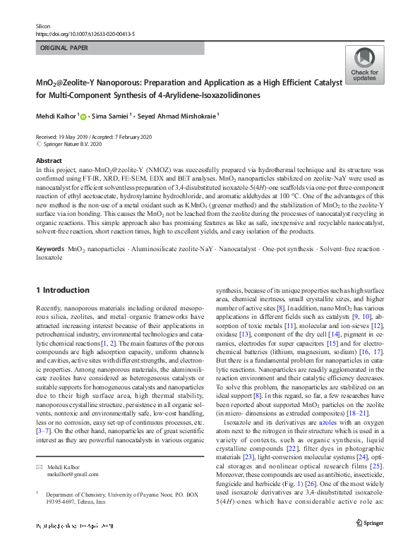 (PDF) MnO2@Zeolite-Y Nanoporous: Preparation and Application as a High ...