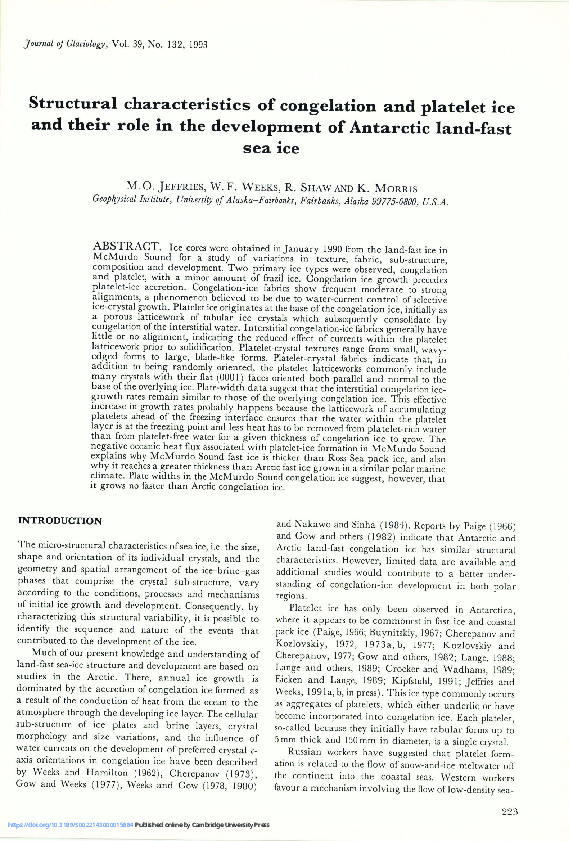 (PDF) Structural characteristics of congelation and platelet ice and ...