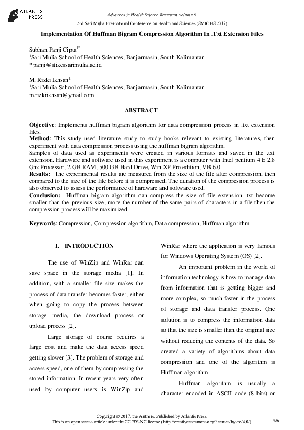 (PDF) Implementation Of Huffman Bigram Compression Algorithm In .Txt ...