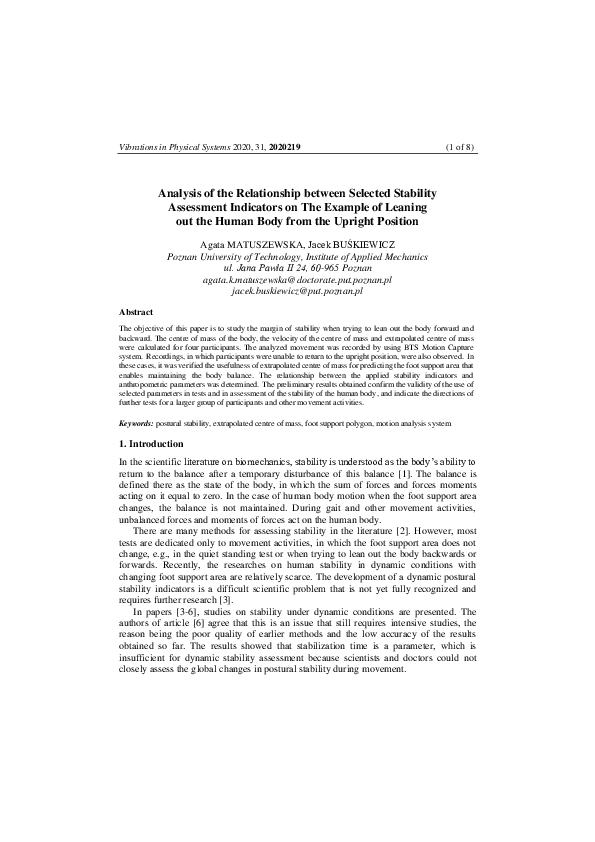 (PDF) Analysis of the Relationship between Selected Stability ...