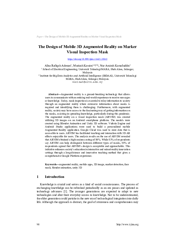 (PDF) Design of Mobile 3D Augmented Reality on Marker Visual Inspection ...