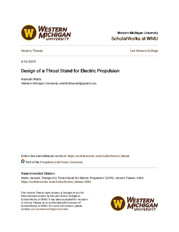 (PDF) Design of a Thrust Stand for Electric Propulsion