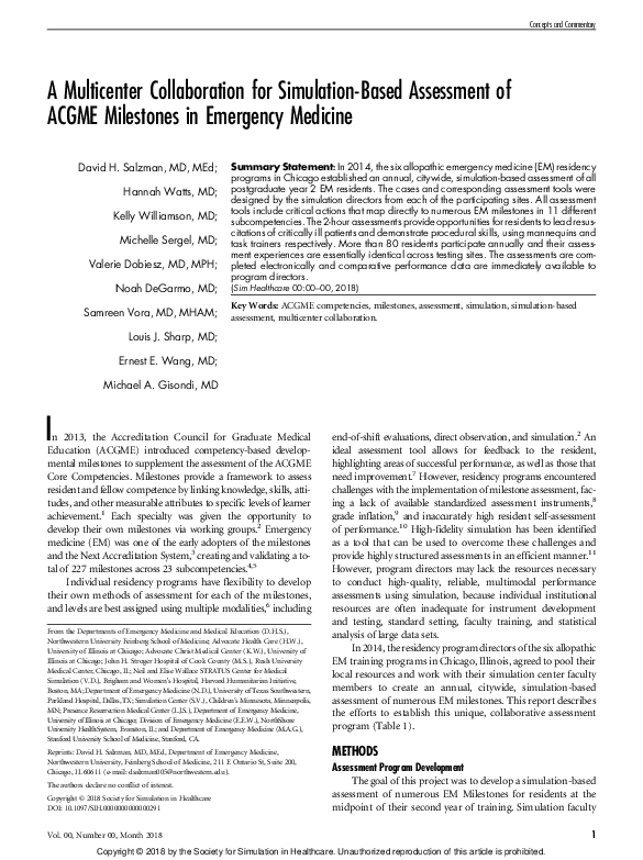 (PDF) A Multicenter Collaboration for Simulation-Based Assessment of ...