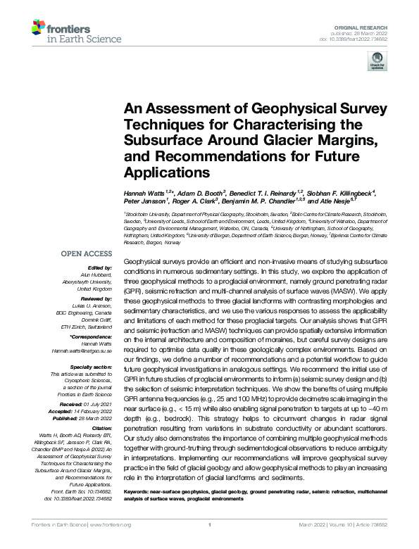 Pdf An Assessment Of Geophysical Survey Techniques For Characterising
