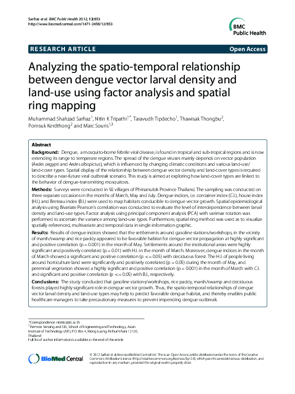 (PDF) Analyzing the spatio-temporal relationship between dengue vector larval density and land ...