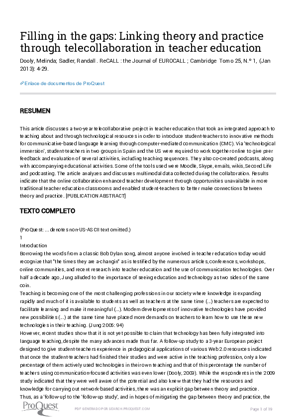 (PDF) Filling in the gaps: Linking theory and practice through ...
