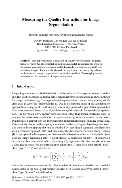 (PDF) Measuring the Quality Evaluation for Image Segmentation