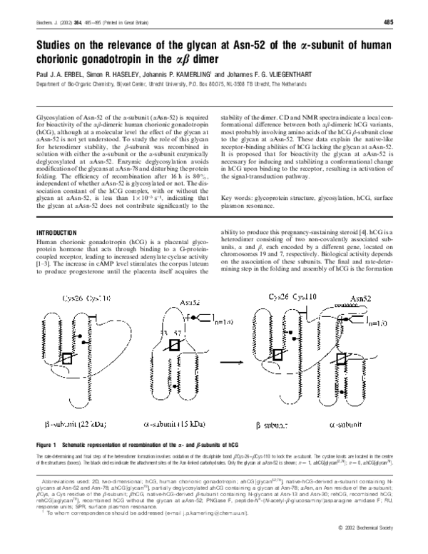 (PDF) Studies on the relevance of the glycan at Asn-52 of the α-subunit ...