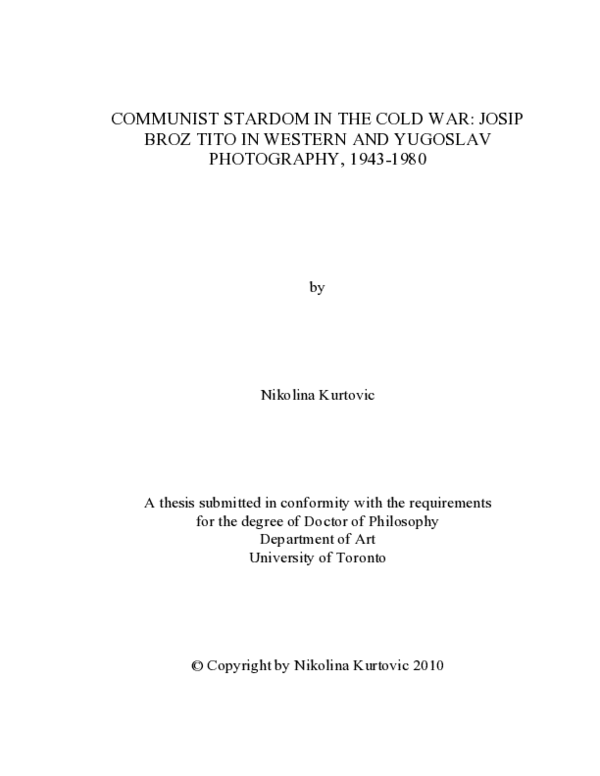 (PDF) Communist Stardom in The Cold War: Josip Broz Tito in Western and ...