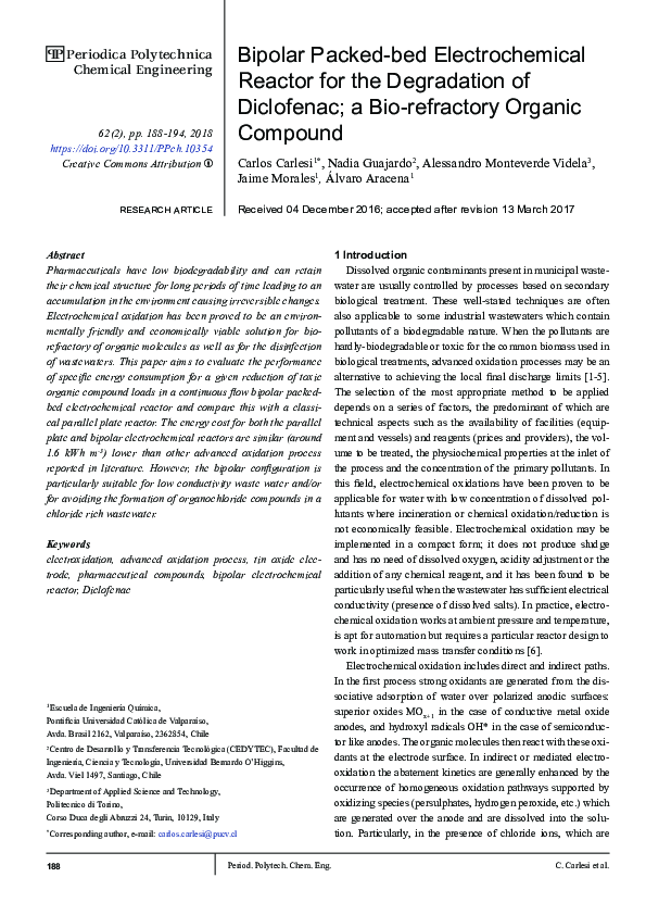 (PDF) Bipolar Packed-bed Electrochemical Reactor for the Degradation of ...