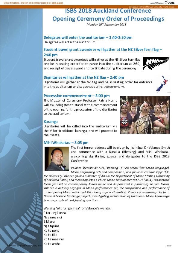 (PDF) Isbs 2018 Auckland Conference Opening Ceremony Order of ...