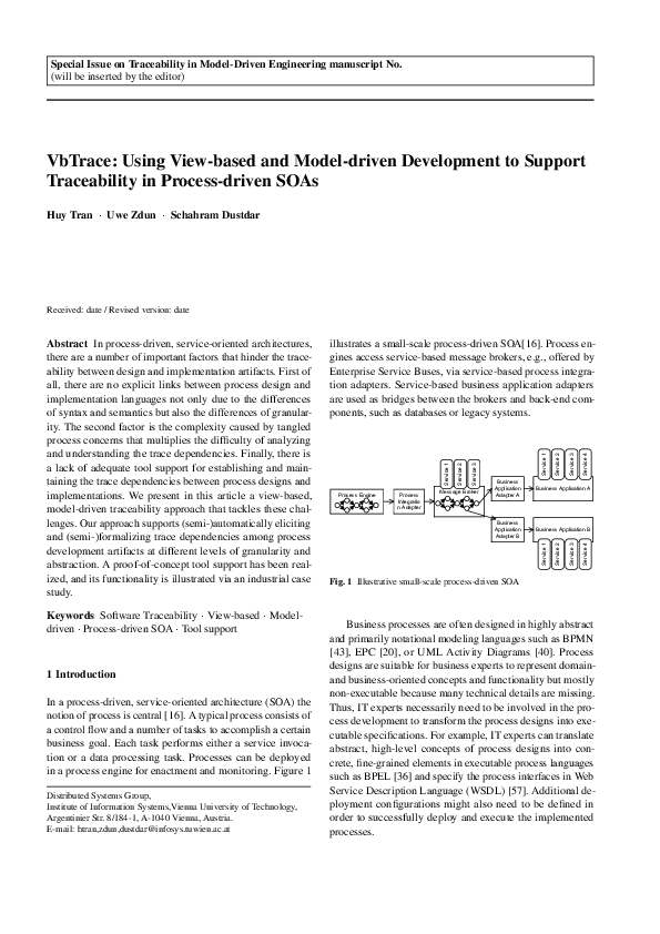 (PDF) VbTrace: using view-based and model-driven development to support traceability in process ...
