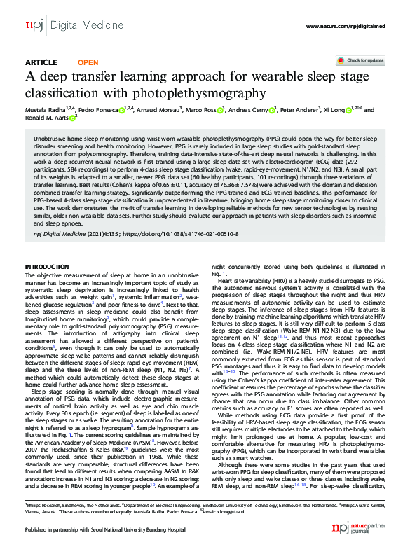 (PDF) A deep transfer learning approach for wearable sleep stage ...