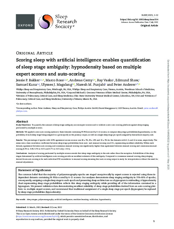 (PDF) Scoring sleep with artificial intelligence enables quantification ...