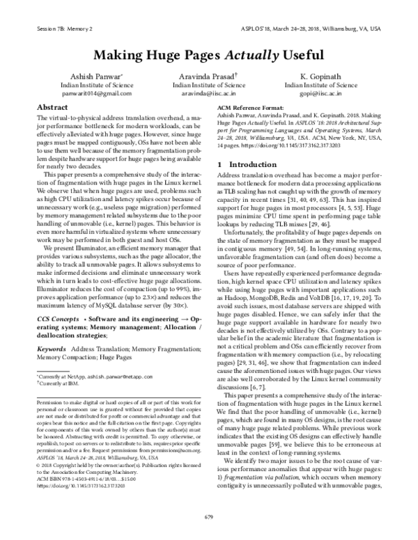 (PDF) Making Huge Pages Actually Useful